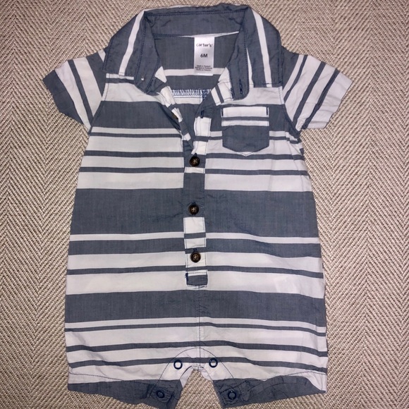 Carter's | One Pieces | Baby Boy Blue And White Striped Onesie | Poshmark